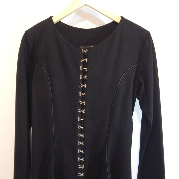 Analili | Tops | Analili Black Peplum Eye And Hook Black Top | Poshmark